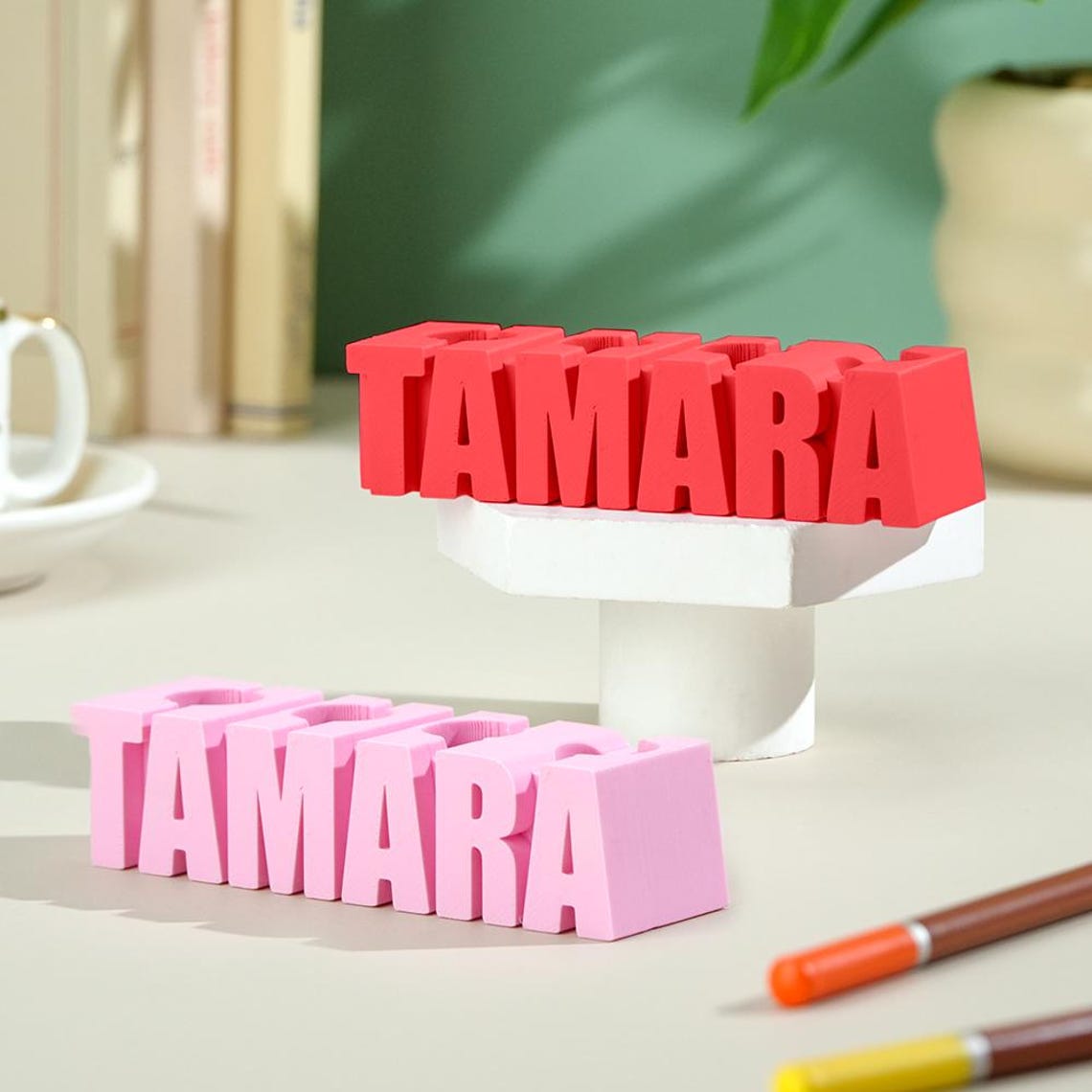 Personalized 3D Printed Name Pen Holder: Custom Desk Organizer - Etsy