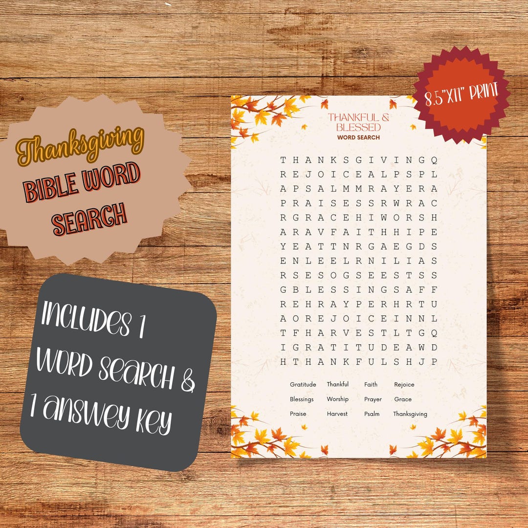 Christian Thanksgiving Word Search | Bible Verse Activity (digital ...