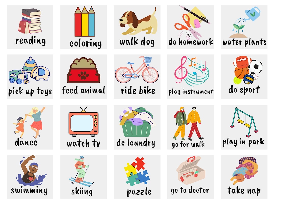 Printable - Kids Routine Visual Cards, Visual Schedule, Children’s ...