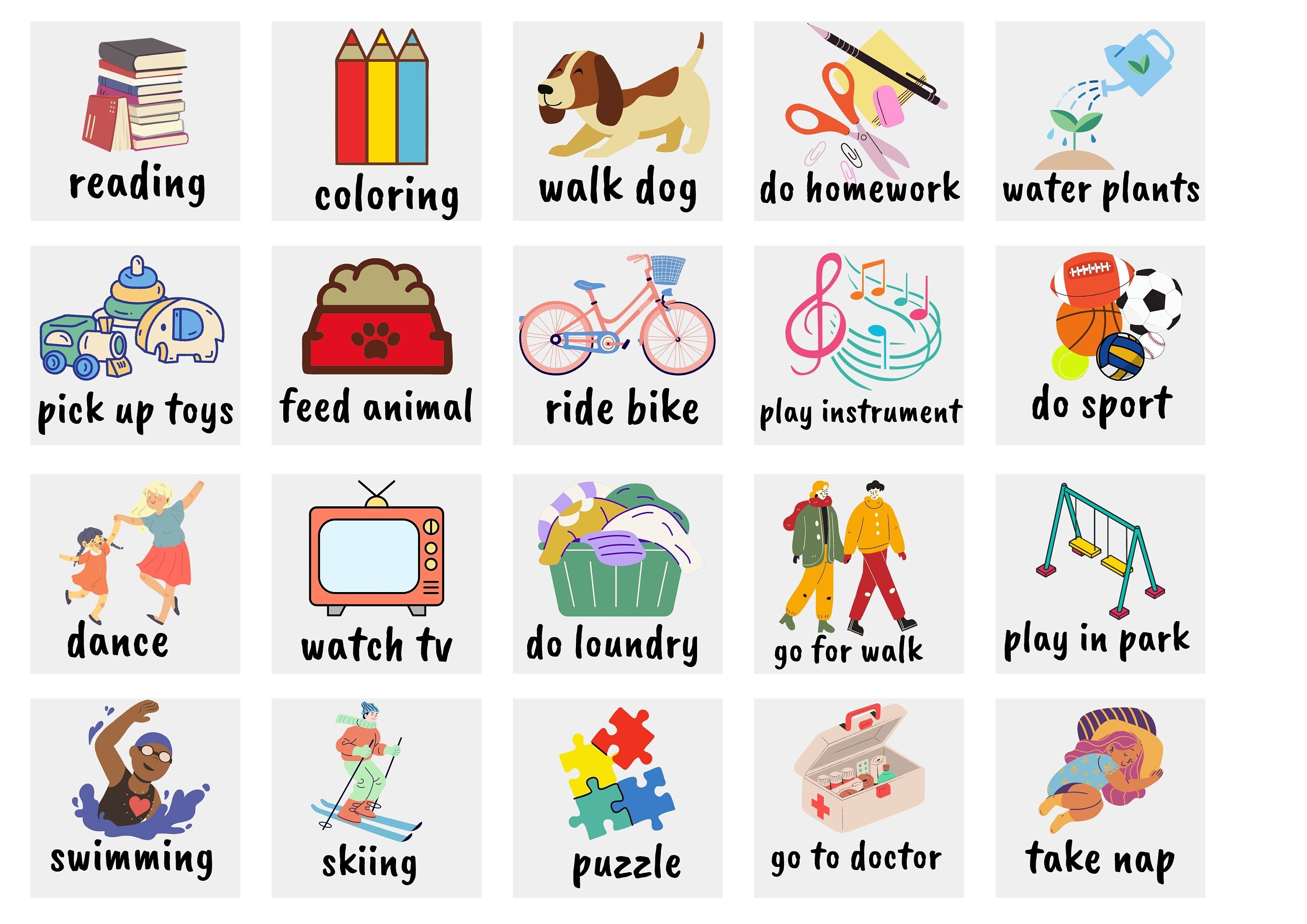 Printable - Kids Routine Visual Cards, Visual Schedule, Children’s ...
