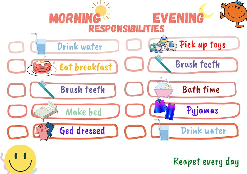 Printable - Kids Routine Visual Cards, Visual Schedule, Children’s ...