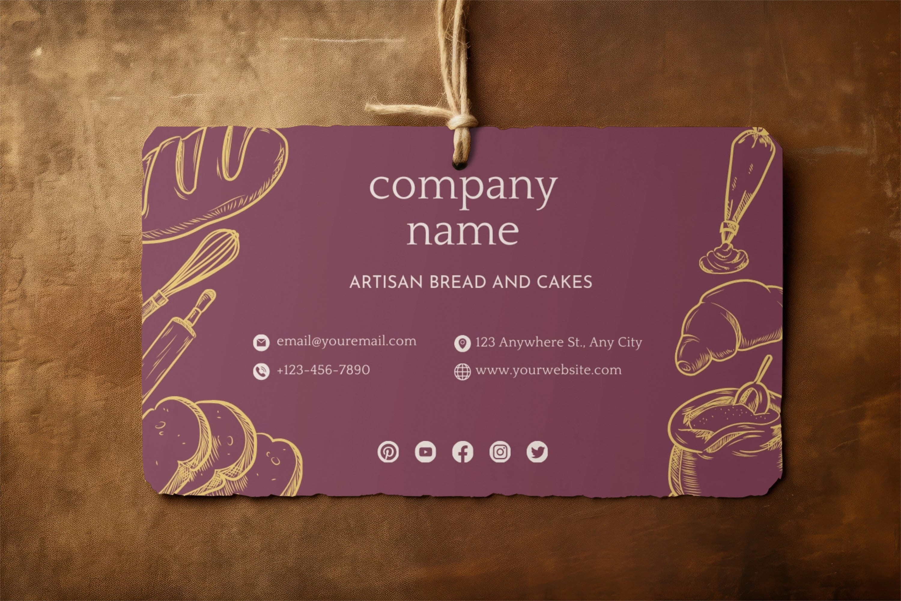 Bakery Business Card Template | Baking Business Cards | Editable ...