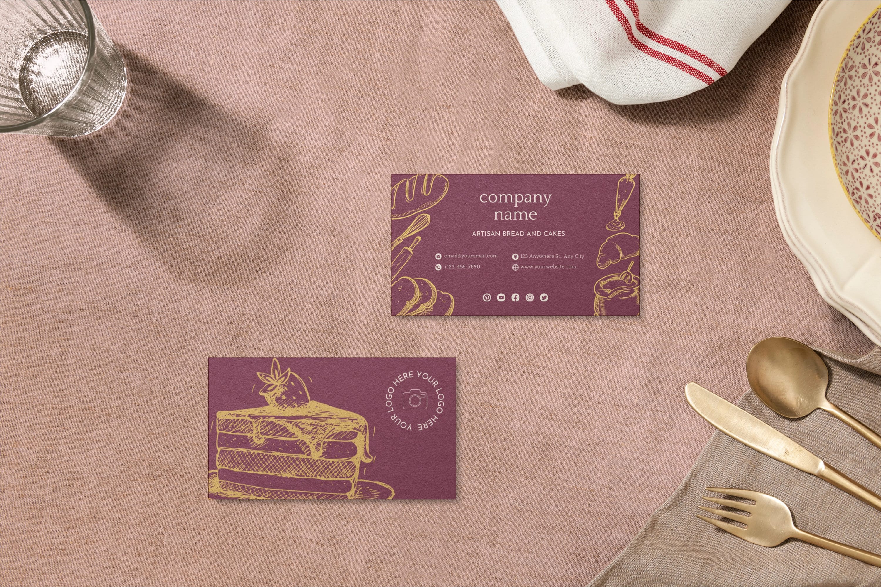 Bakery Business Card Template | Baking Business Cards | Editable ...