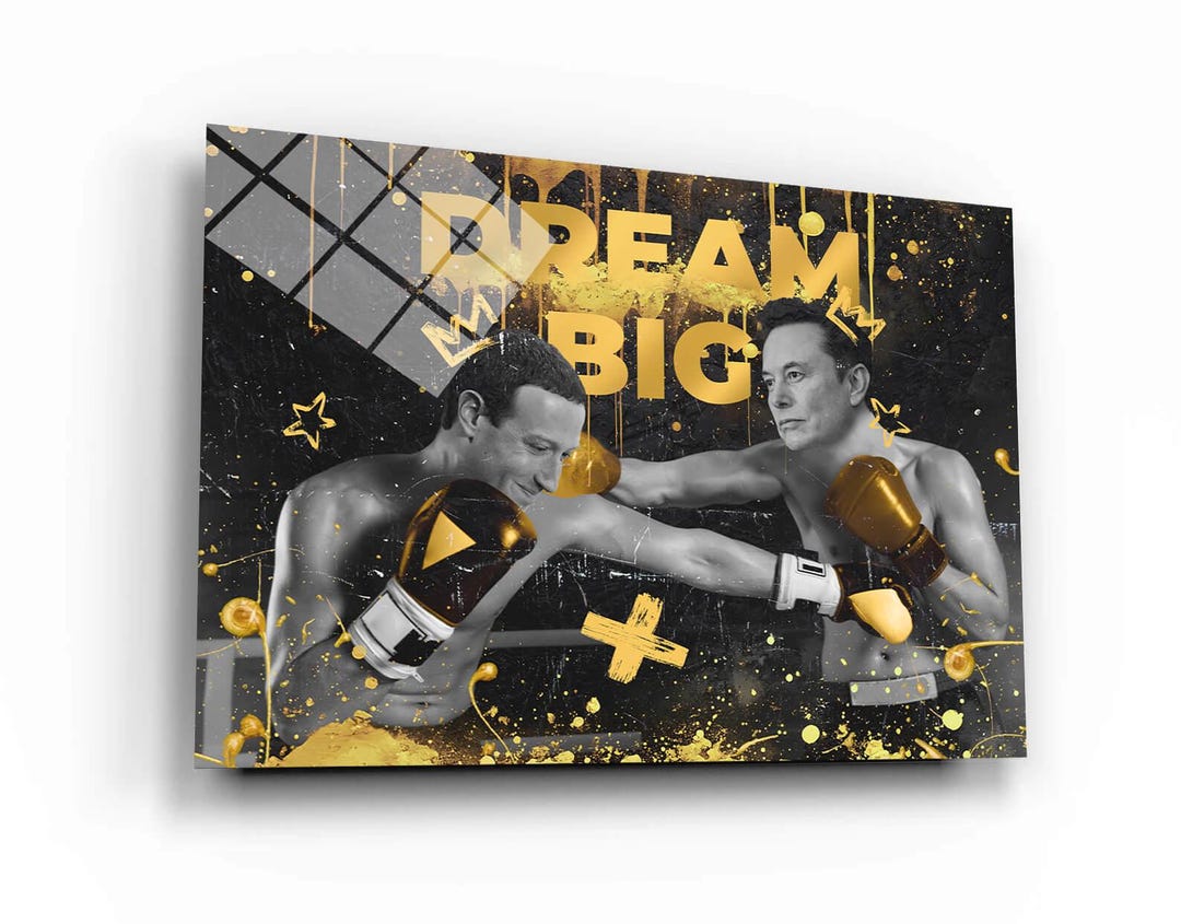 Dream Big Boxing Wall Art - Elon Vs. Mark - Modern Motivational Canvas ...