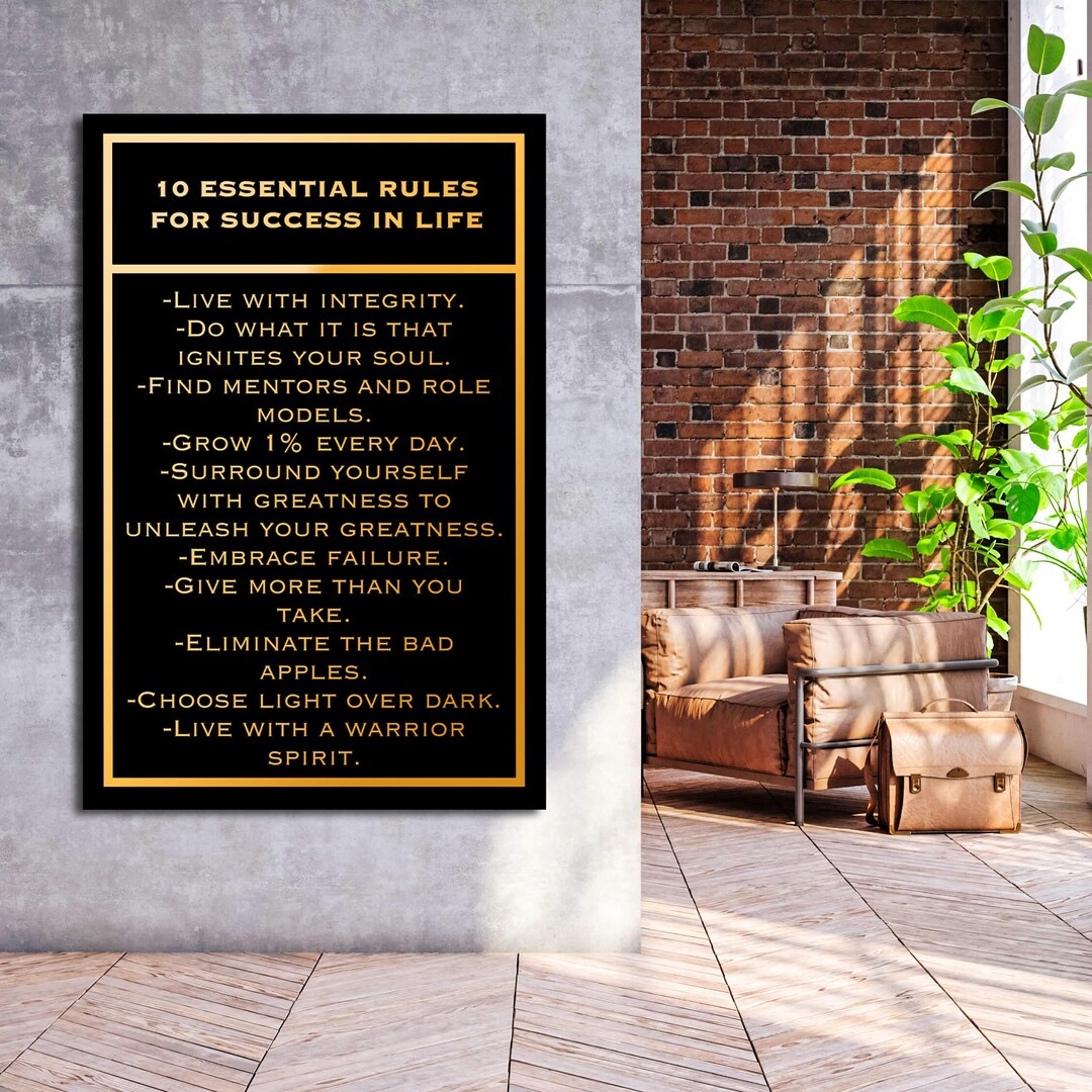 10 Rules for Success - Motivational Office Art Print: Inspirational ...