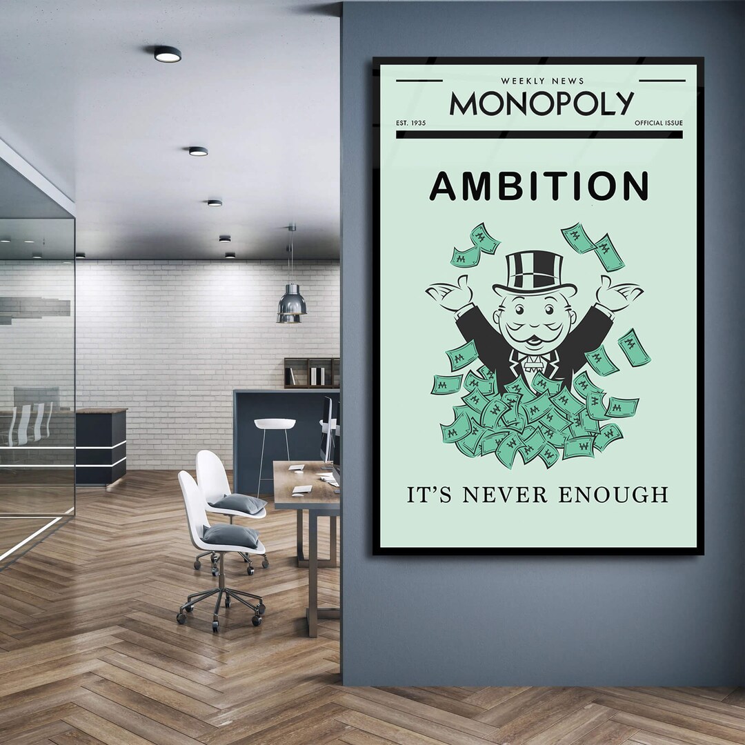 ALEC MONOPOLY Wall ART, Ambition It's Never Enough, Luxury Canvas ...
