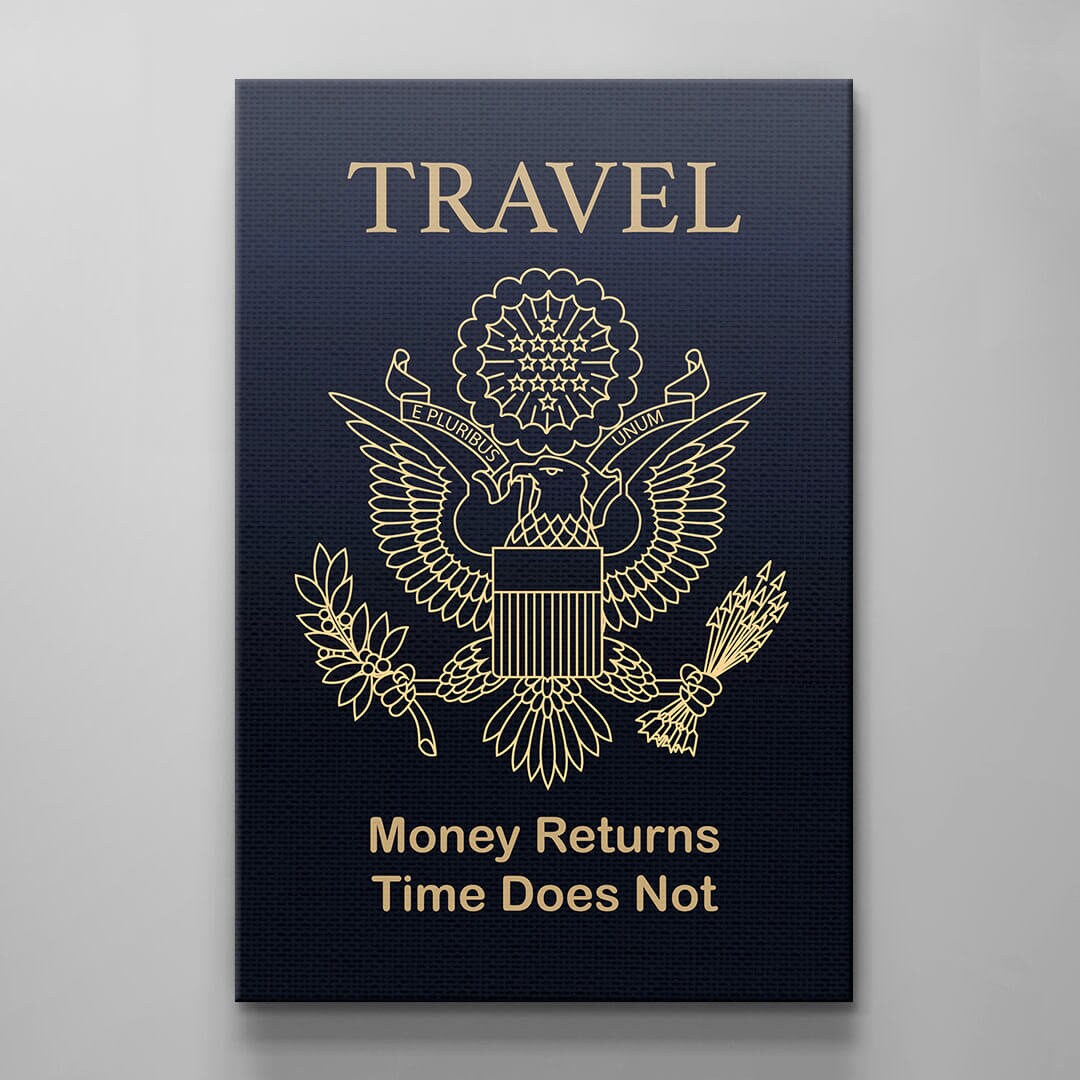 Travel Passport MOTIVATIONAL WALL ART, Gold Success Canvas Print ...