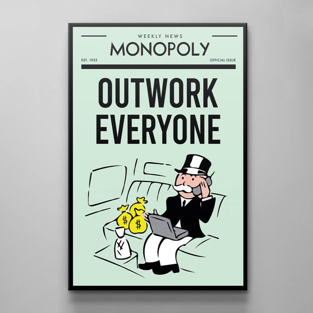 ALEC MONOPOLY Wall ART Outwork Everyone, Office Canvas, Luxury Canvas ...