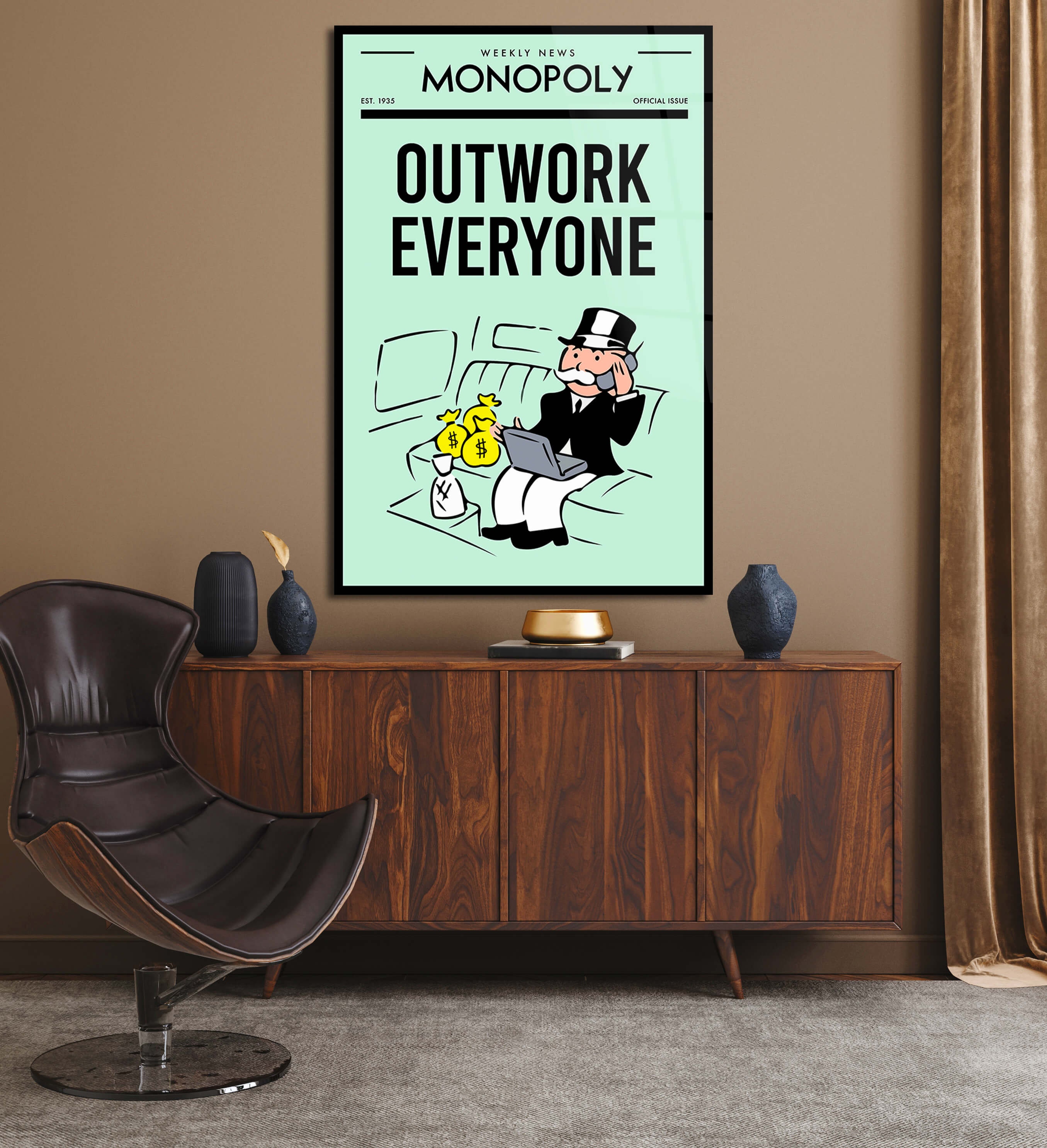 ALEC MONOPOLY Wall ART Outwork Everyone, Office Canvas, Luxury Canvas ...