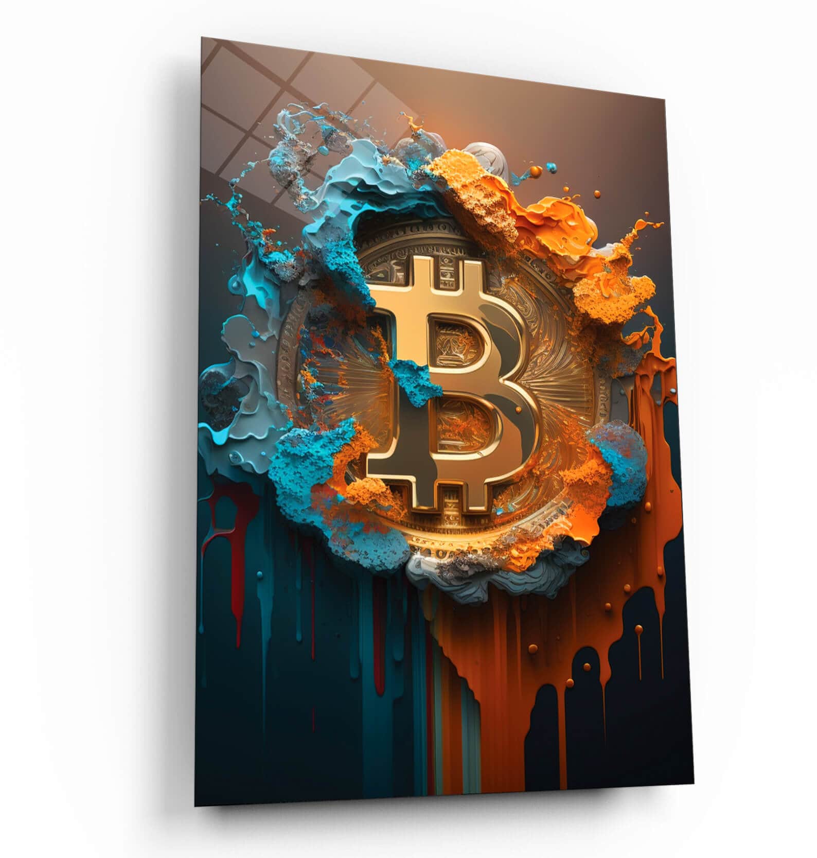 Bitcoin Art Canvas , Wall Art Office Decor, Crypto Print, Digital Money ...