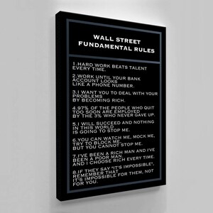 Wall Street Fundamental Rules Canvas Art - Inspirational Quotes on Hard ...