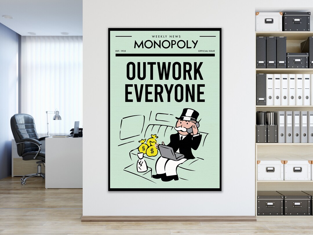 ALEC MONOPOLY Wall ART Outwork Everyone, Office Canvas, Luxury Canvas ...