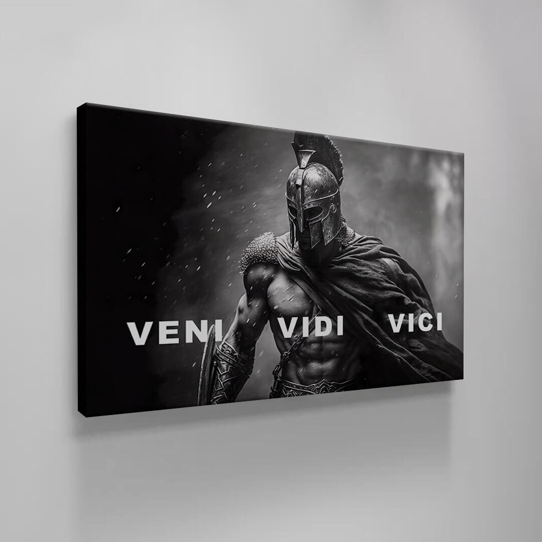 Veni Vidi Vici Motivational Warrior Wall Art, Spartan Inspiration Quote Gladiator Decor Winning ...