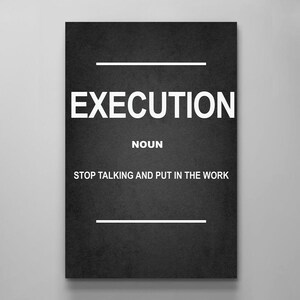 Motivational Wall Art - ‘EXECUTION’ Definition Canvas - Inspirational ...
