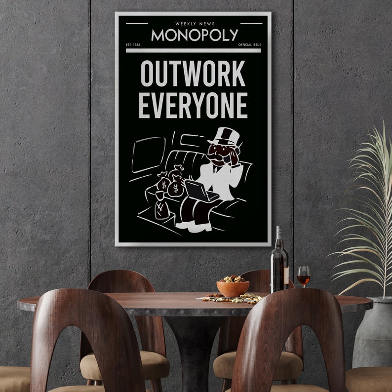 ALEC MONOPOLY Wall Art: Outwork Everyone, Pop Art Canvas - Etsy