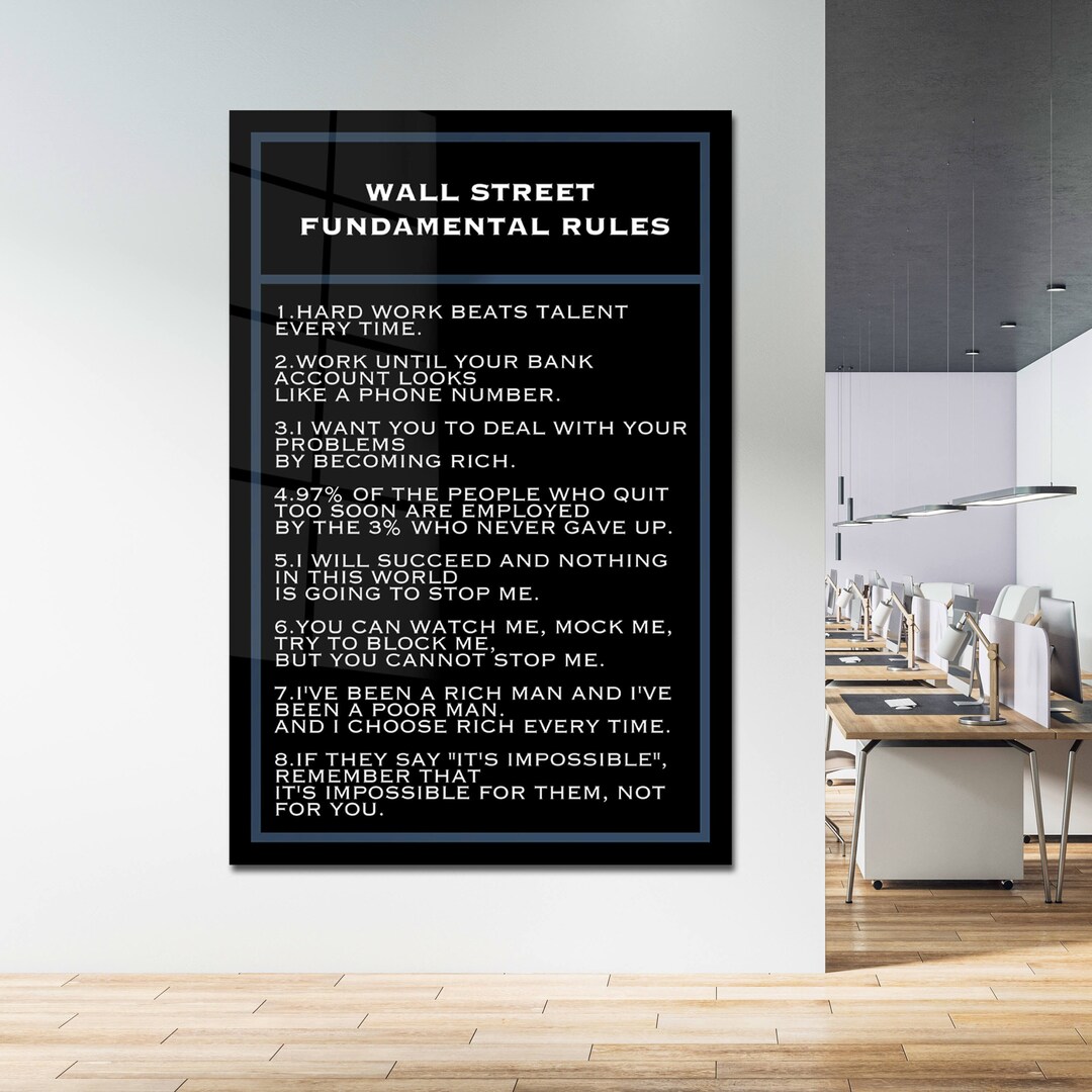 Wall Street Fundamental Rules Canvas Art - Inspirational Quotes on Hard ...