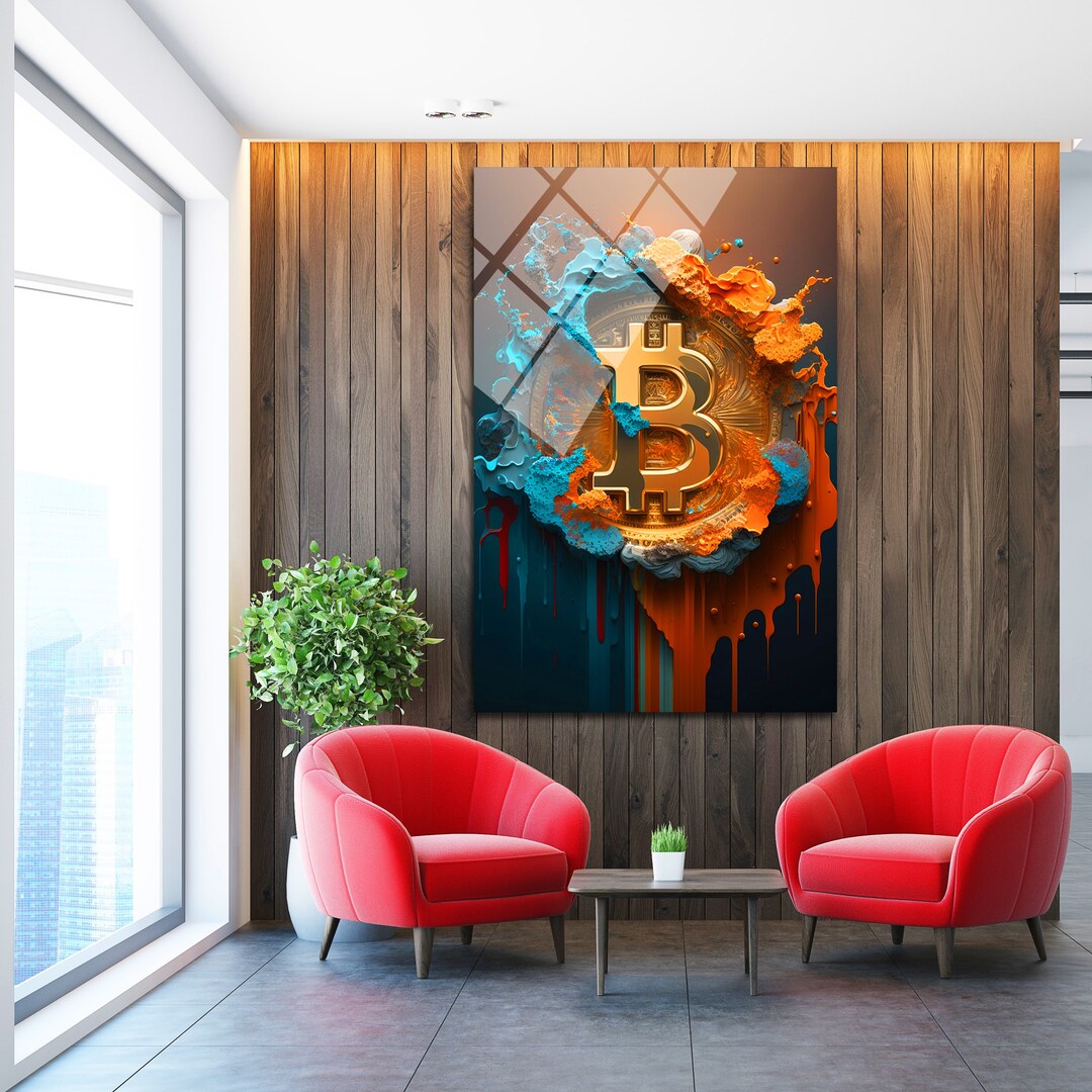 Bitcoin Art Canvas , Wall Art Office Decor, Crypto Print, Digital Money ...