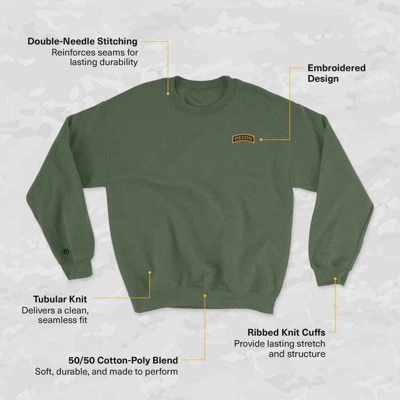 Embroidered Recon Tab Crewneck Pullover | US Army, Infantry, Special ...