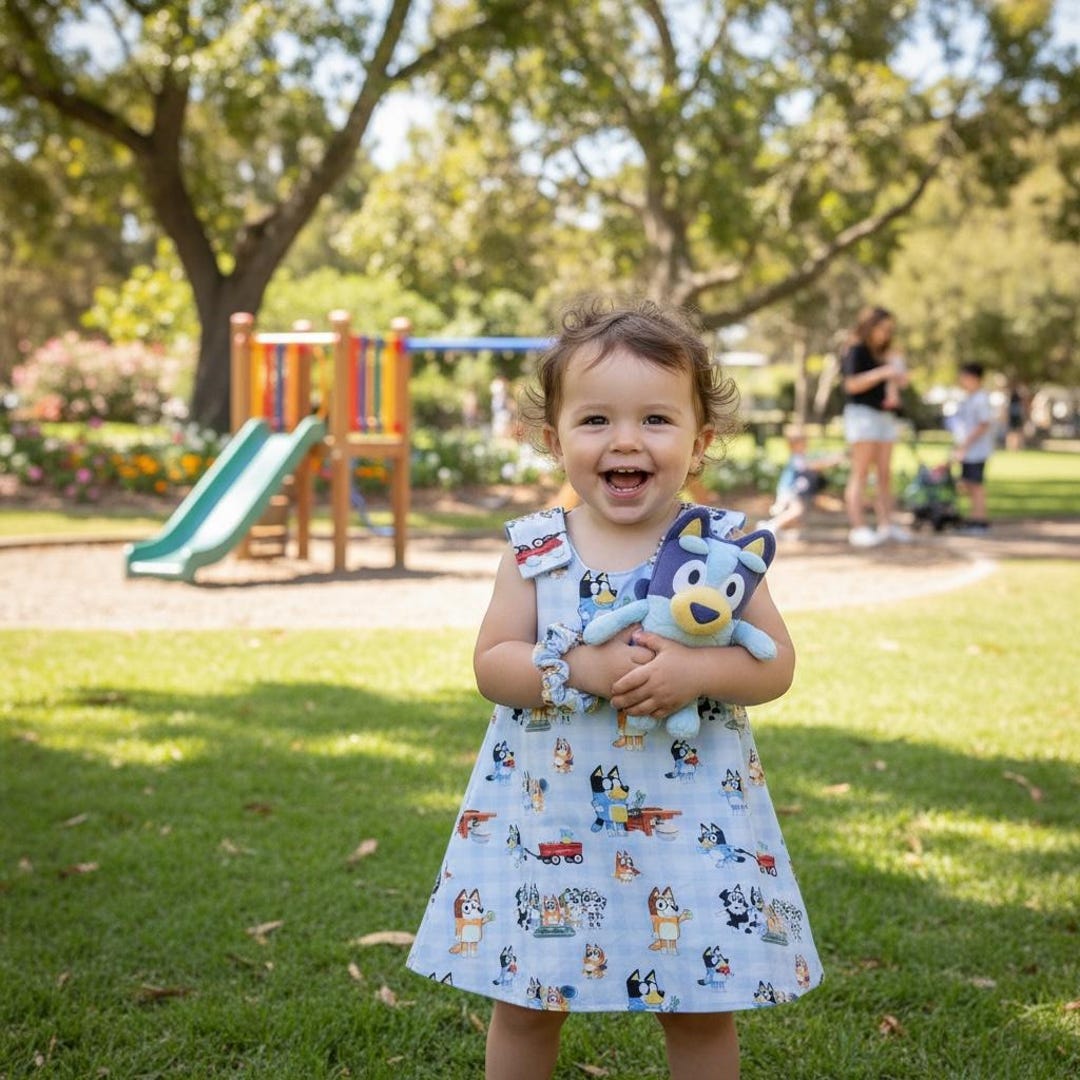 Aussie Made Pretty A-line Dress - Lined Bodice With Bluey Print - Etsy