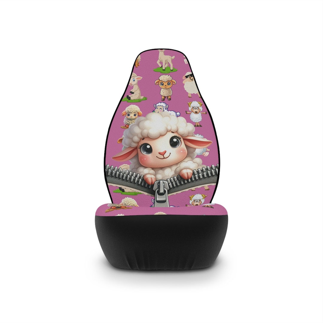 Sheep Cartoon Print Deluxe Custom Car Seat Covers - Easy Fit, Stylish ...