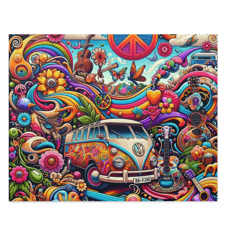 Retro Hippie Van Jigsaw Puzzle: 500-piece Vintage Fun - Etsy