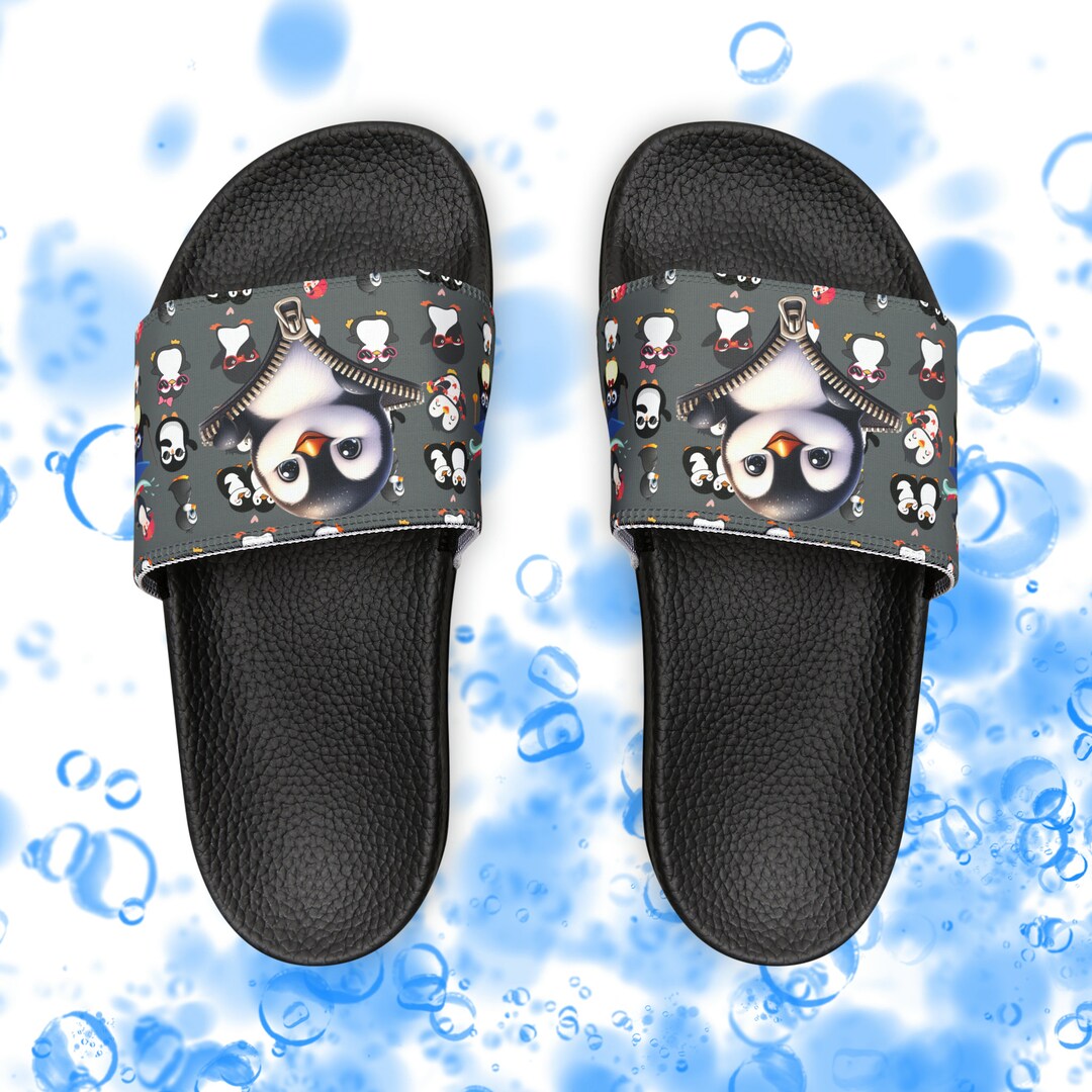 Penguin Kids Cartoon Print Slide Sandals,summer Fun Comfortable ...