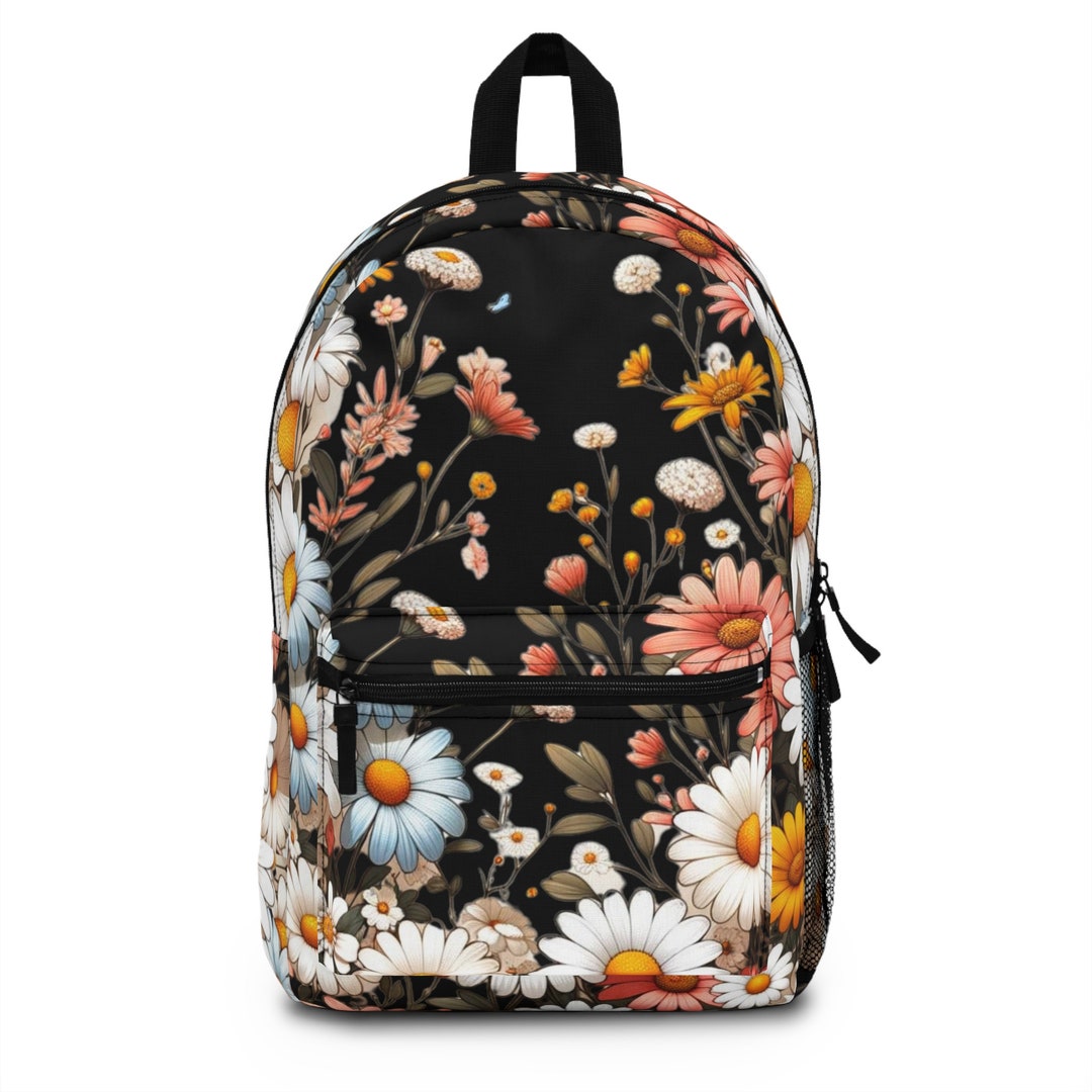 Bright Spring Flowers Daisy Floral Pattern Backpack Durable Lightweight ...