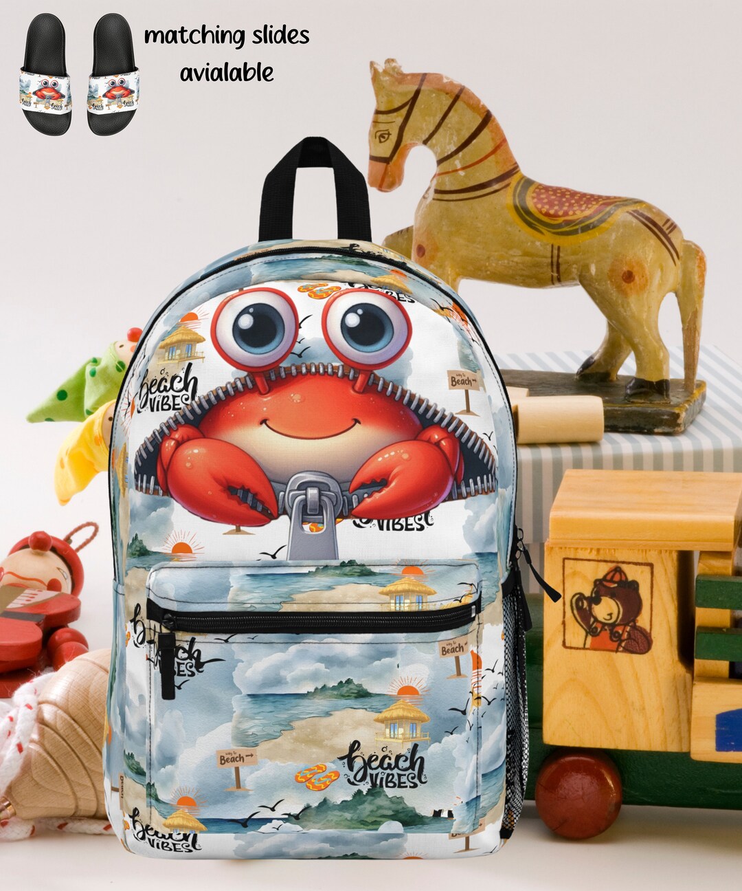 Crab Cartoon Kids Durable Lightweight Backpack,waterproof, Adjustable Straps, Roomy School ...