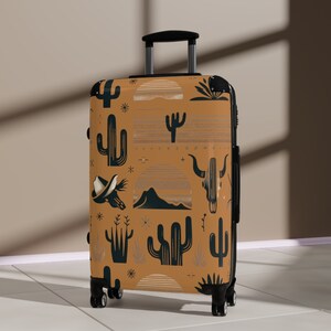 Desert Charm Print Suitcase - Unique Cactus & Wildlife Print Travel ...