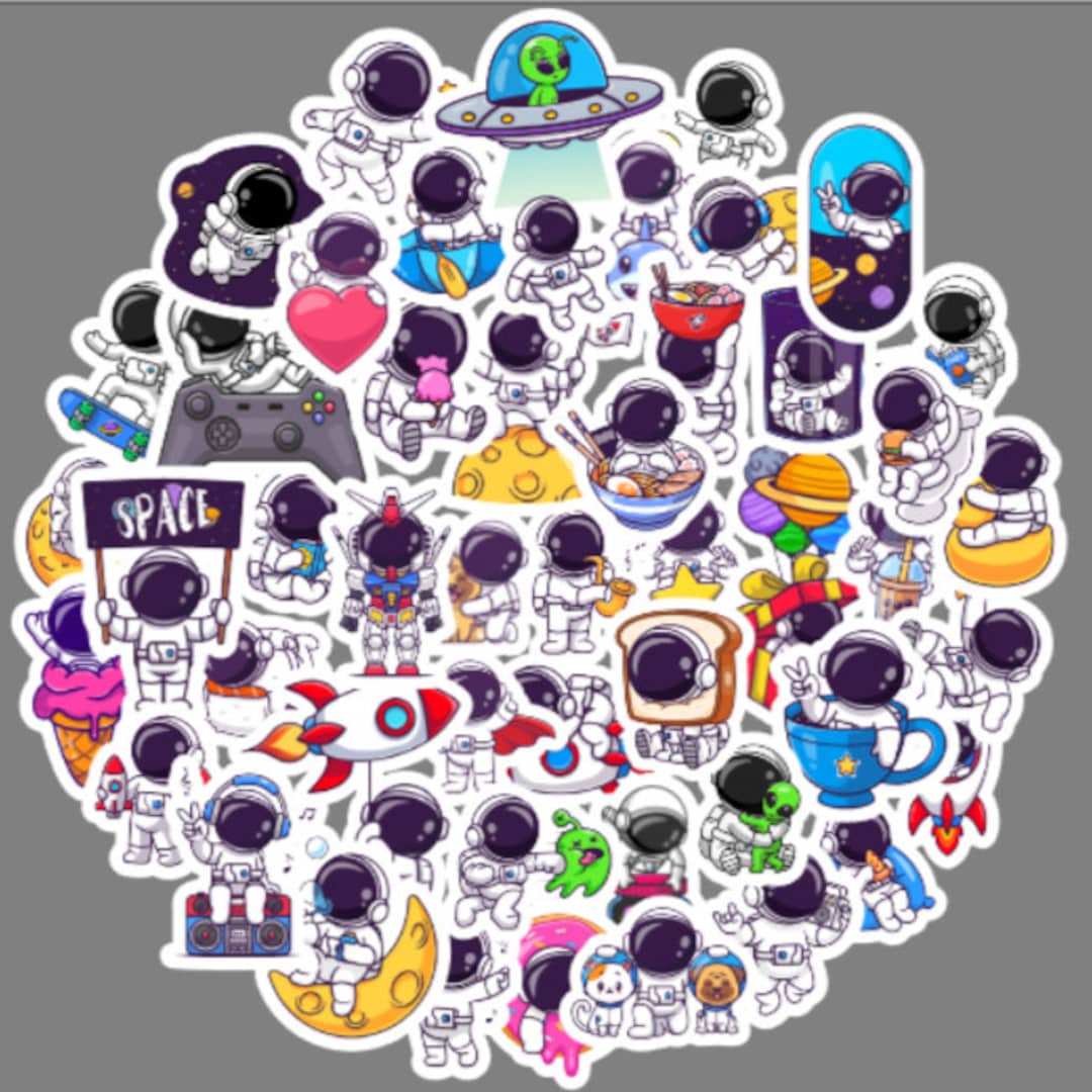 Astronaut Mini Stickers Pack | Water / Scratch Resistant, Water Bottle ...