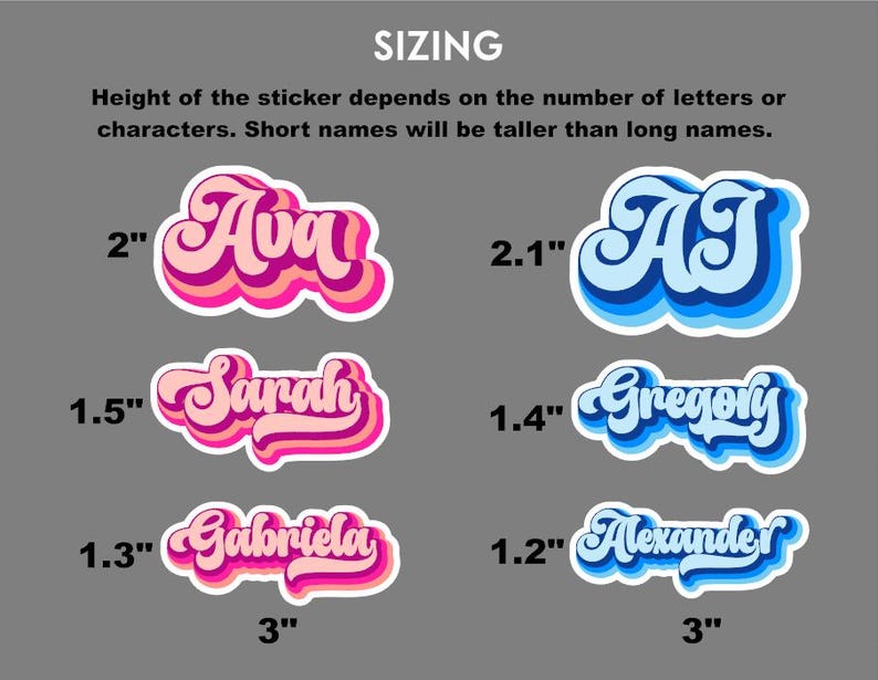 Retro Groovy Custom Name Text Sticker. School/childcare/college/work ...