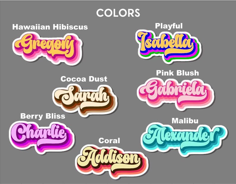 Retro Groovy Custom Name Text Sticker. School/childcare/college/work ...