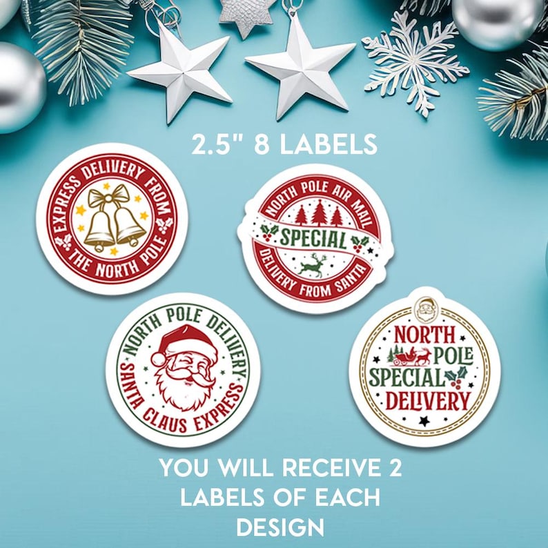 North Pole Express Mail Stickers | North Pole Stamps | Santa Seal - Etsy