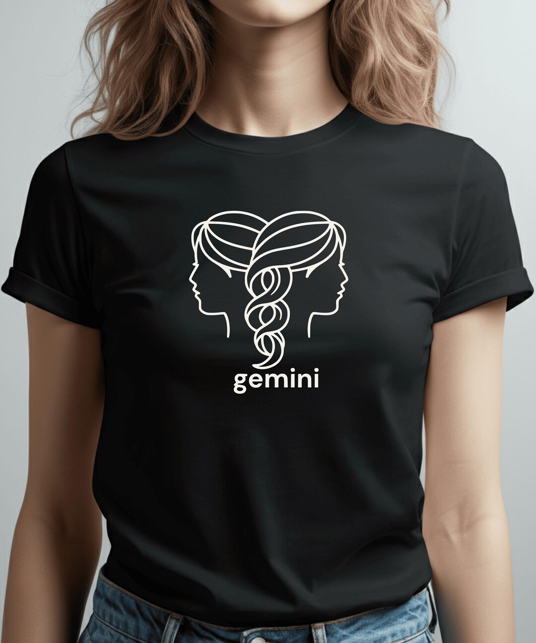 Gemini Zodiac T-shirt, Minimalist Line Art Astrology Tee, Handmade - Etsy