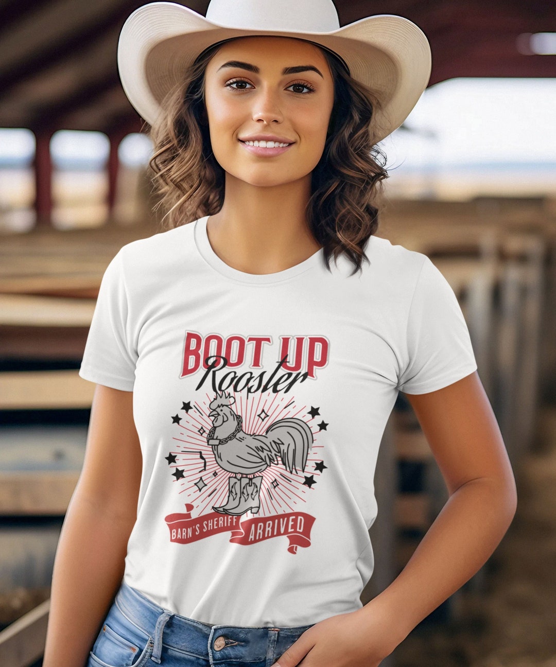 Boot up Rooster: Barn's Sheriff T-shirt, Cool Rooster Shirt, Farm ...