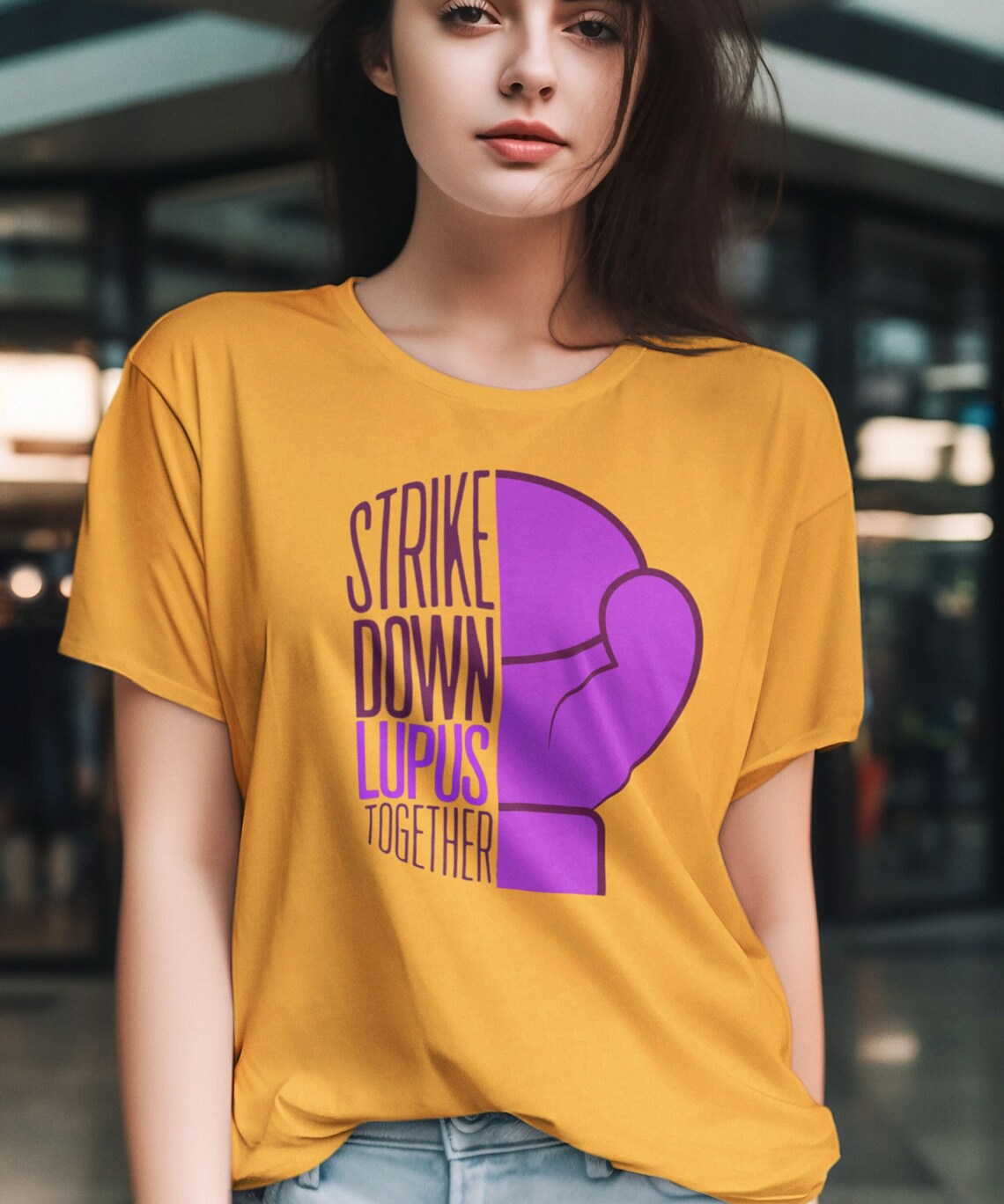 Strike Down Lupus Together Purple Boxing Glove T-shirt , Lupus ...