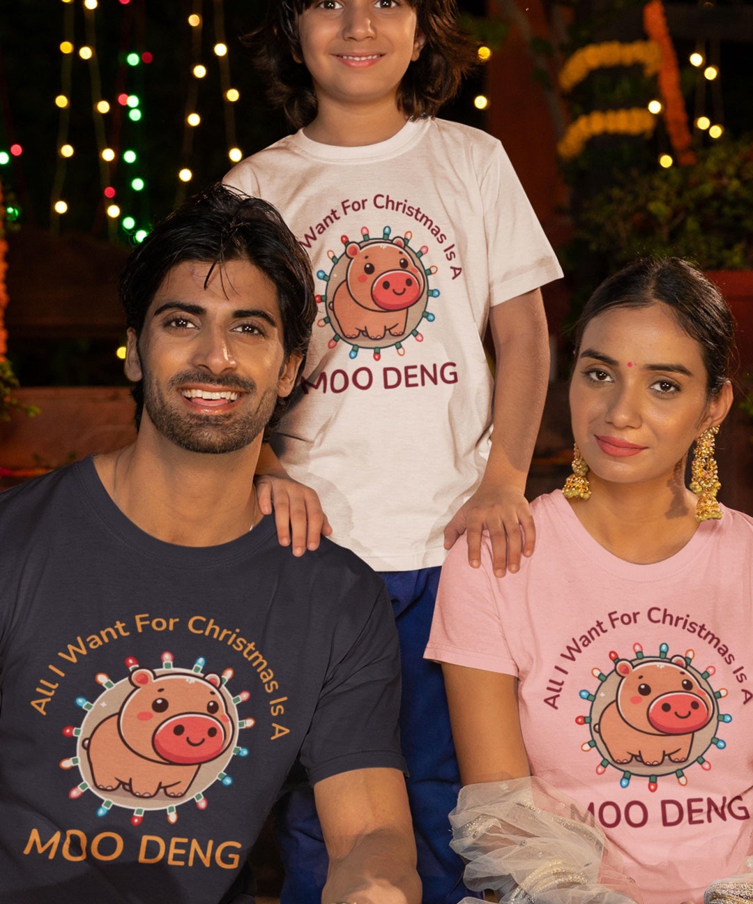 All I Want for Christmas is a Moo Deng T-shirt, Cute Baby Hippo Moo ...