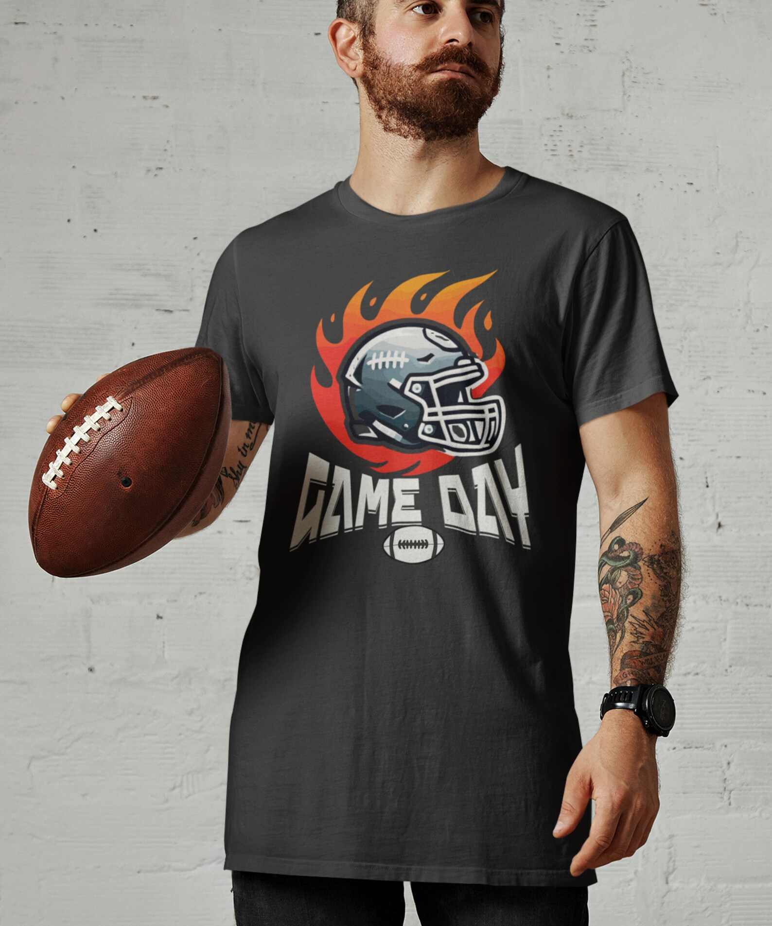 Game Day Football Helmet Flame T-shirt: Handmade Fan Apparel - Etsy