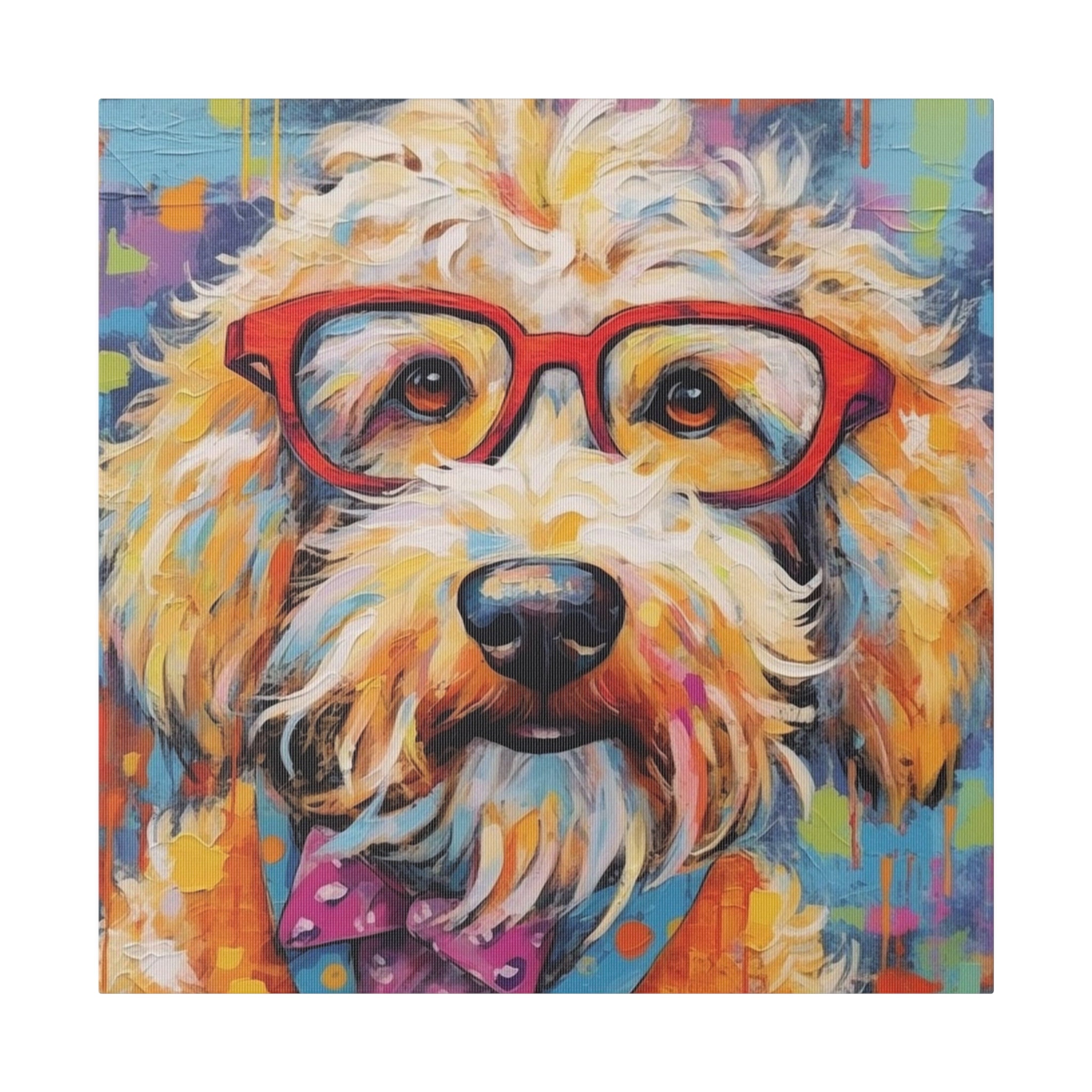 Goldendoodle in Eyeglasses Canvas Wall Art Painting for Dog Lover - Etsy