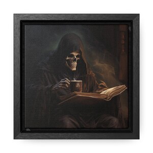 Grim Reaper Reading A Good Book Framed Canvas - Etsy
