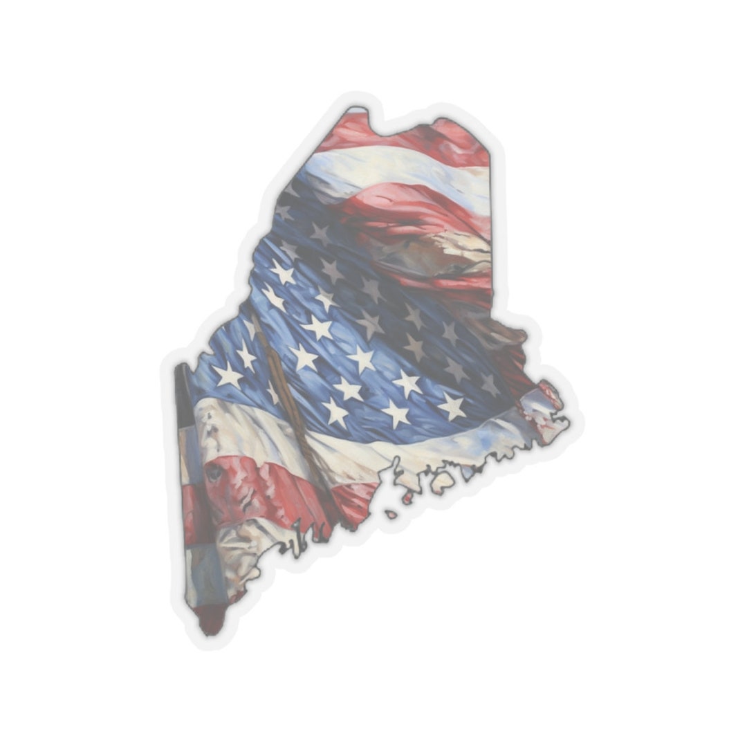 Maine State American Flag Decal Sticker - Etsy