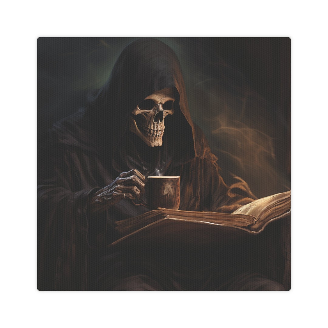 Grim Reaper Reading A Good Book - Canvas Photo Tile - Etsy