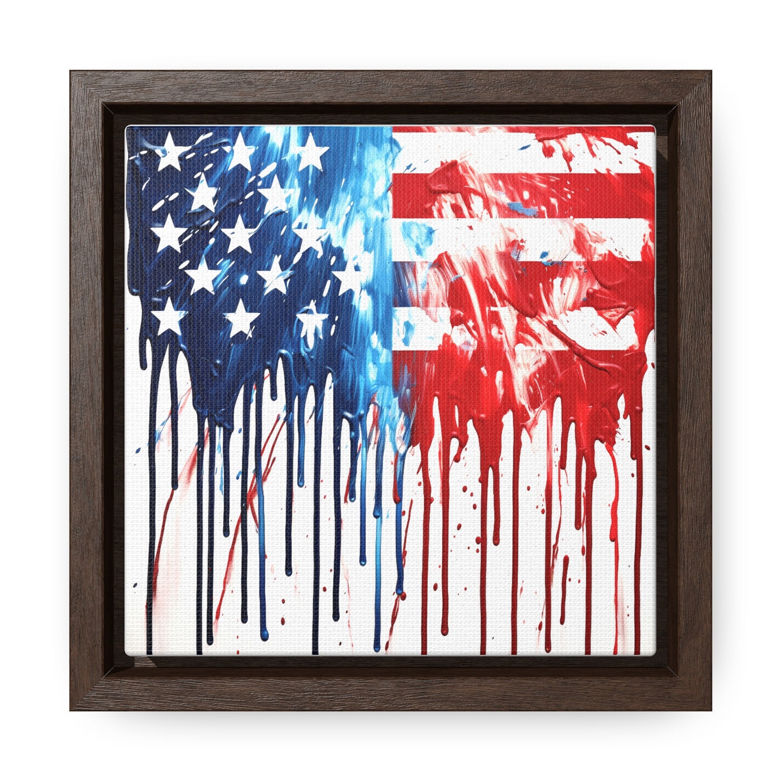 American Flag Wet Dripping Paint Patriotic Framed Canvas - Etsy