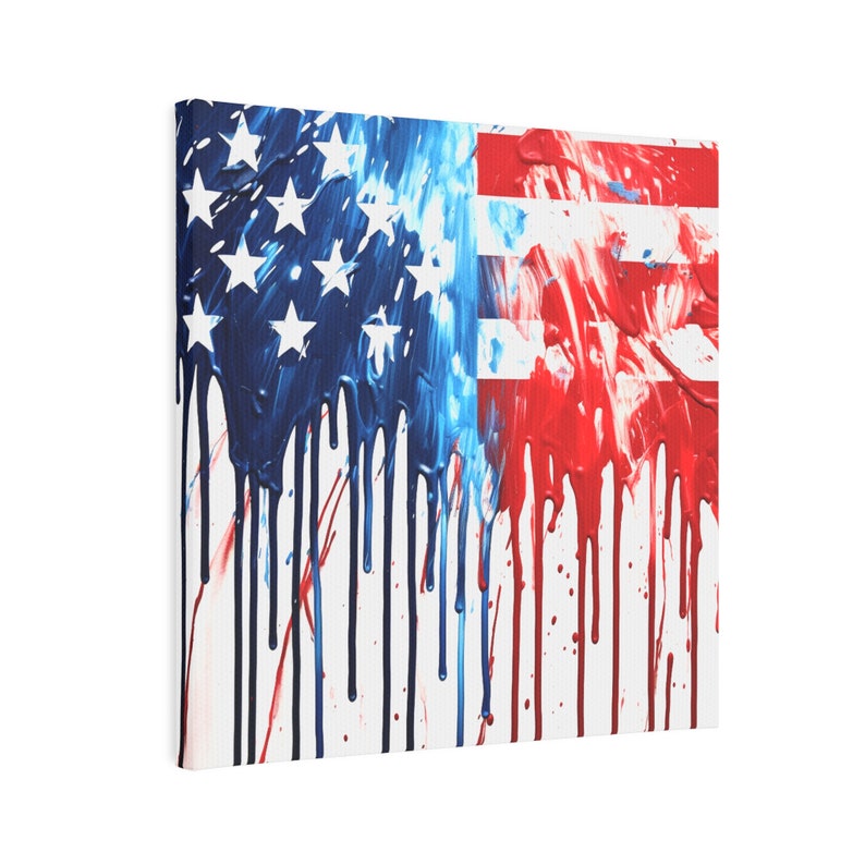 American Flag Wet Dripping Paint Patriotic - Canvas Photo Tile - Etsy