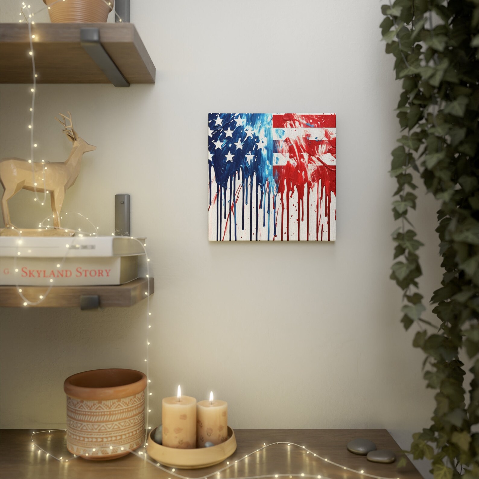 American Flag Wet Dripping Paint Patriotic - Canvas Photo Tile - Etsy