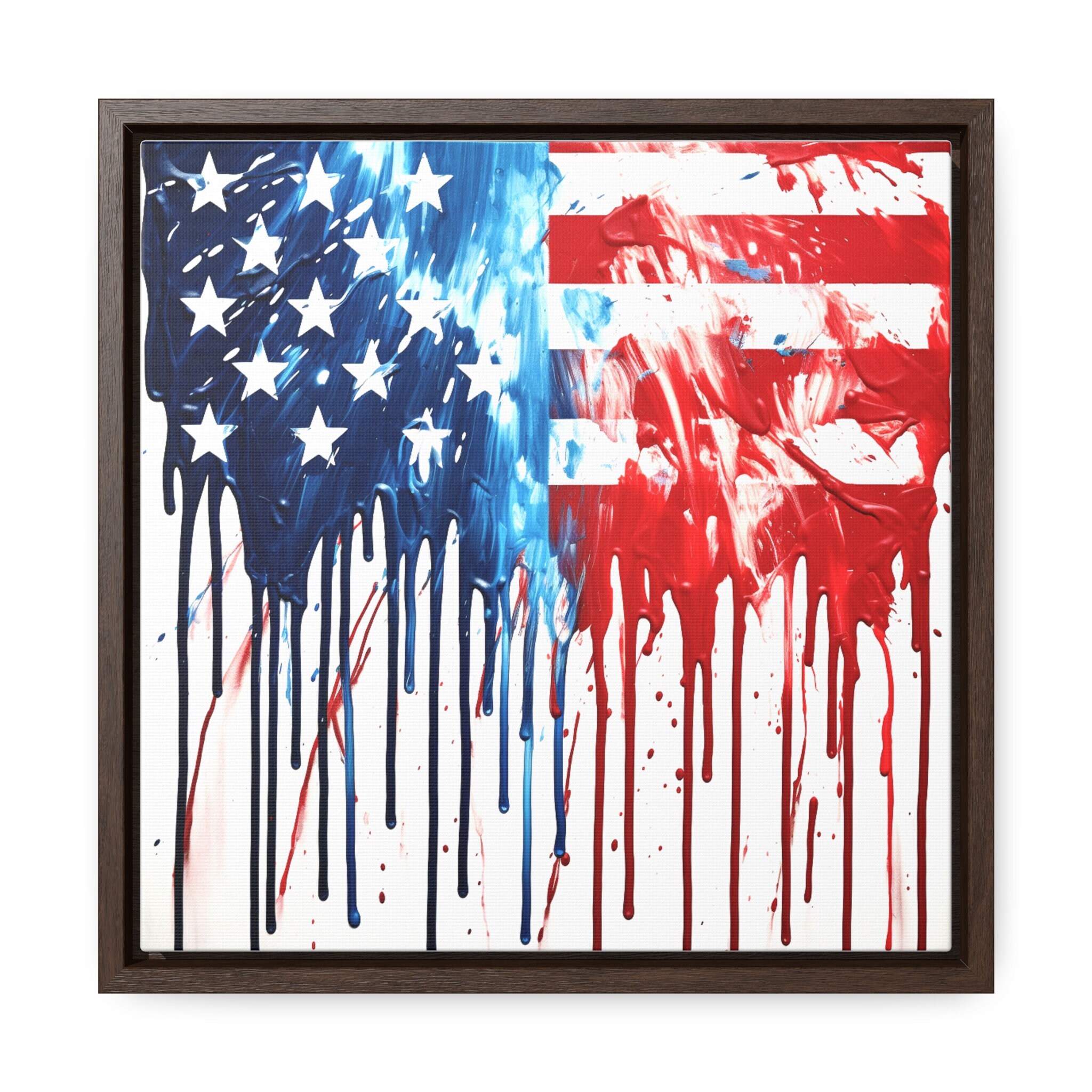 American Flag Wet Dripping Paint Patriotic Framed Canvas - Etsy