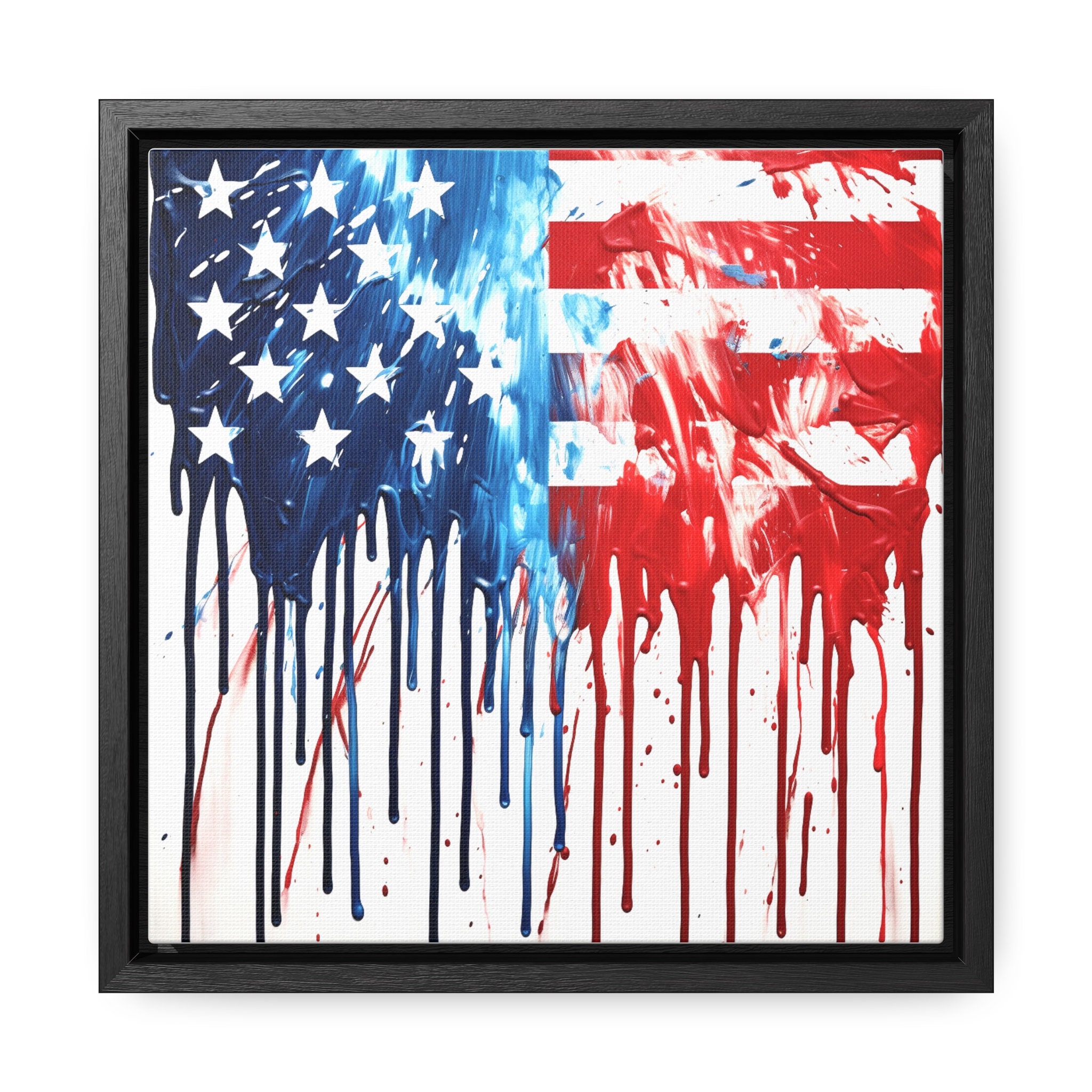 American Flag Wet Dripping Paint Patriotic Framed Canvas - Etsy