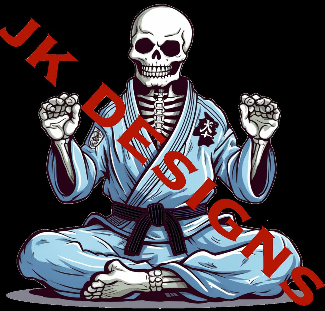 Grappling Skeleton PNG - BJJ Judo Jiu Jitsu Black Belt - Etsy