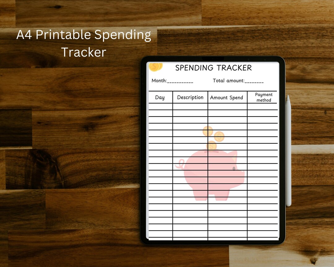 A4 Printable Spending Tracker Budget Planner, Expense Log, Monthly ...