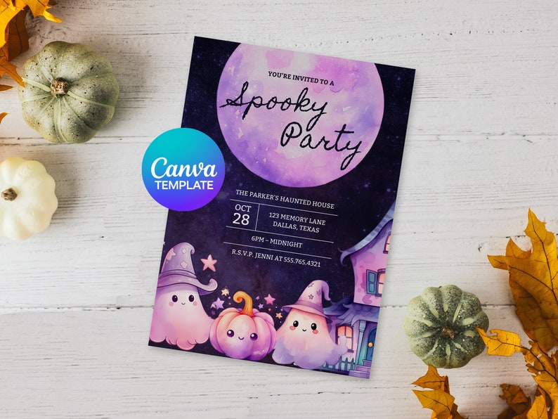 Editable Halloween Party Invitation, Canva Template, Printable, Instant ...
